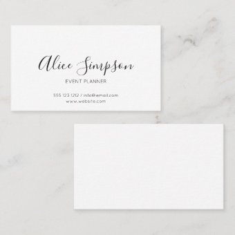 Minimalist Professional Handwritten Font White Business Card | Zazzle