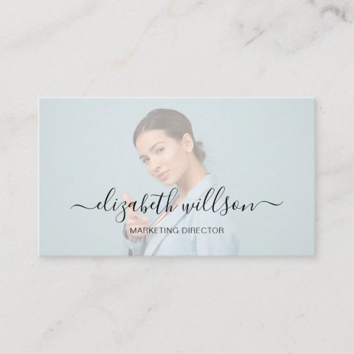 Minimalist Professional Handwritten Script Photo Business Card | Zazzle
