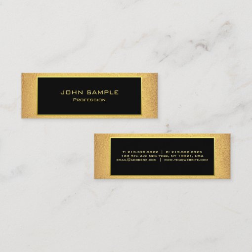 Minimalist Professional Modern Black and Gold Mini Business Card | Zazzle
