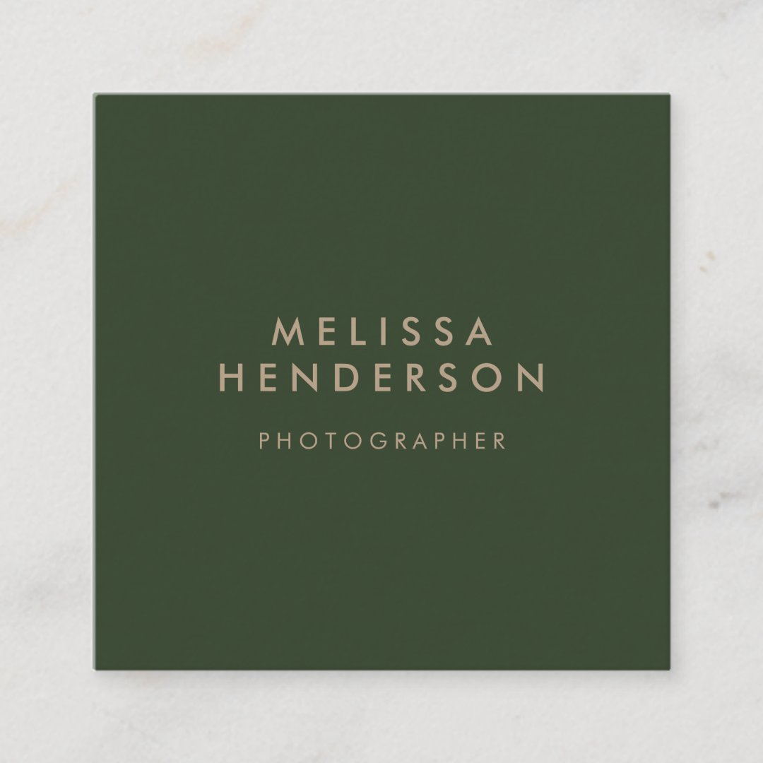 Minimalist Professional Modern Green Square Business Card | Zazzle