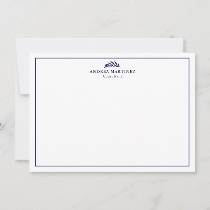 Minimalist Professional Navy Blue Border Note Card | Zazzle.com
