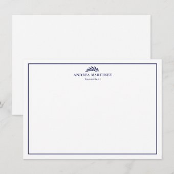 Minimalist Professional Navy Blue Border Note Card | Zazzle