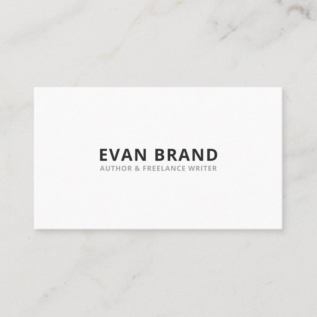 Minimalist Professional Plain White Business Card | Zazzle
