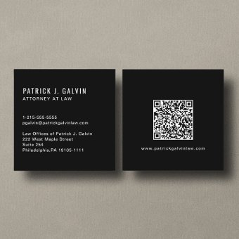 Minimalist Professional QR Code Black Square Business Card | Zazzle