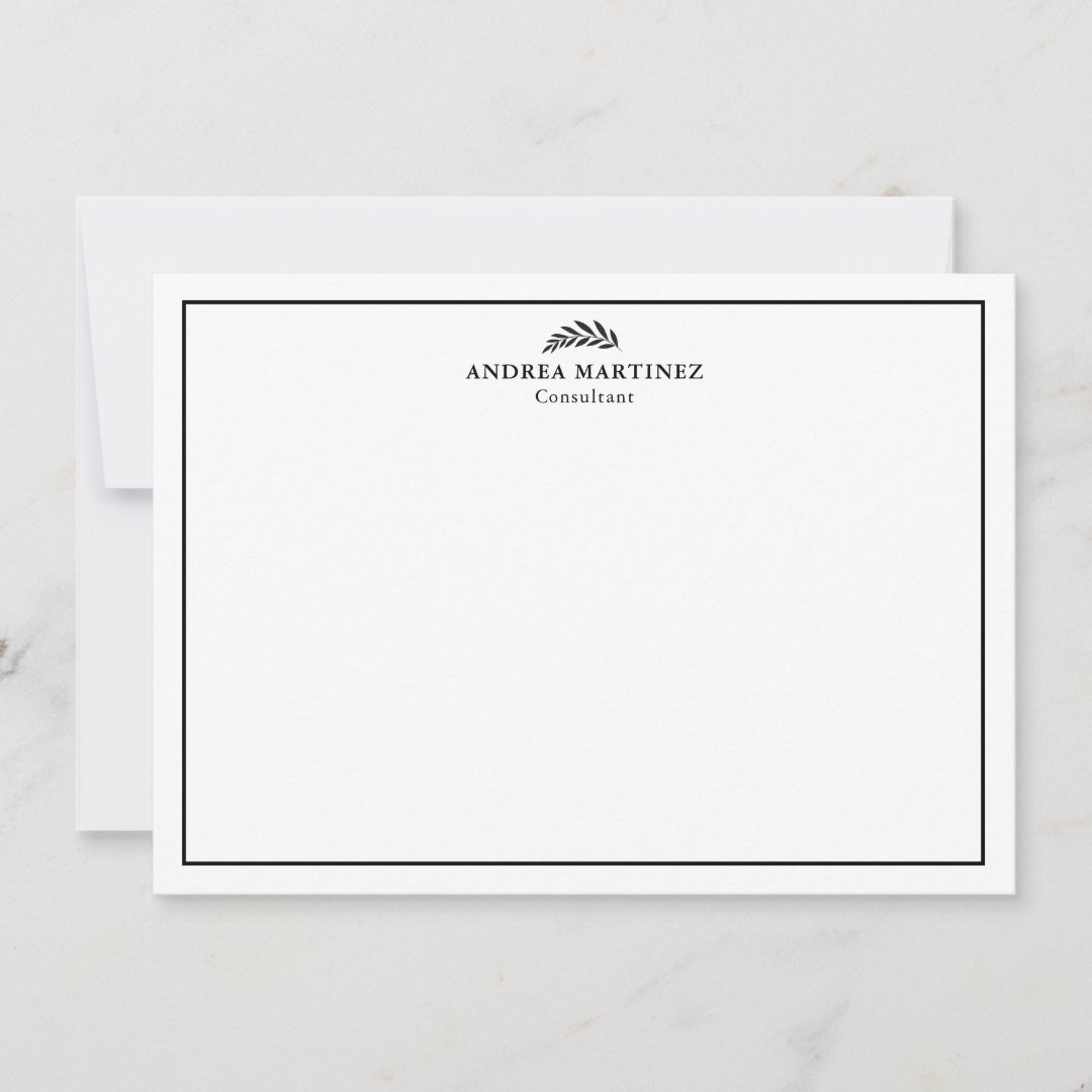 Minimalist Professional Thin Black Border Note Card | Zazzle