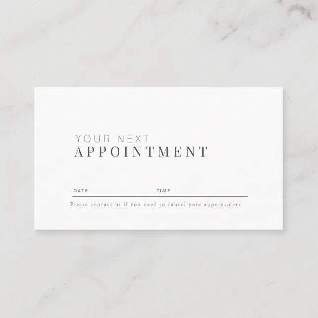 Minimalist Professional White Appointment Card | Zazzle
