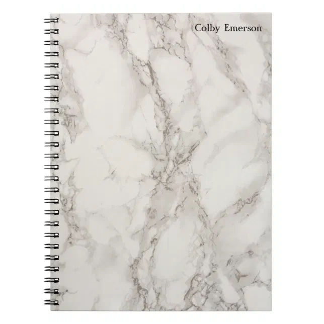 Minimalist Professional White Marble Stone Design Notebook | Zazzle