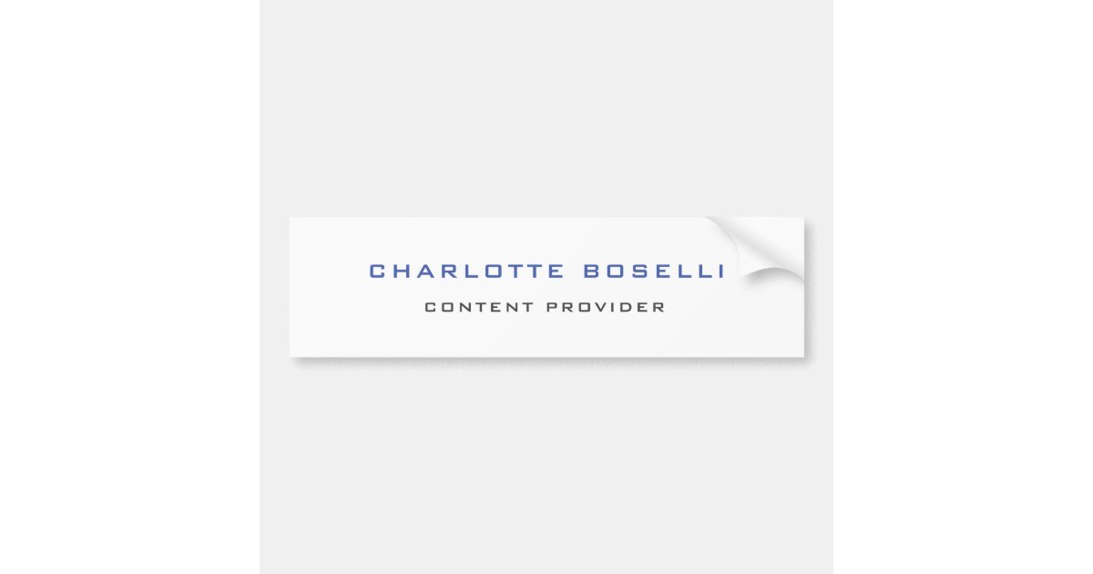 Minimalist Professional Your Name Title Profession Bumper Sticker | Zazzle