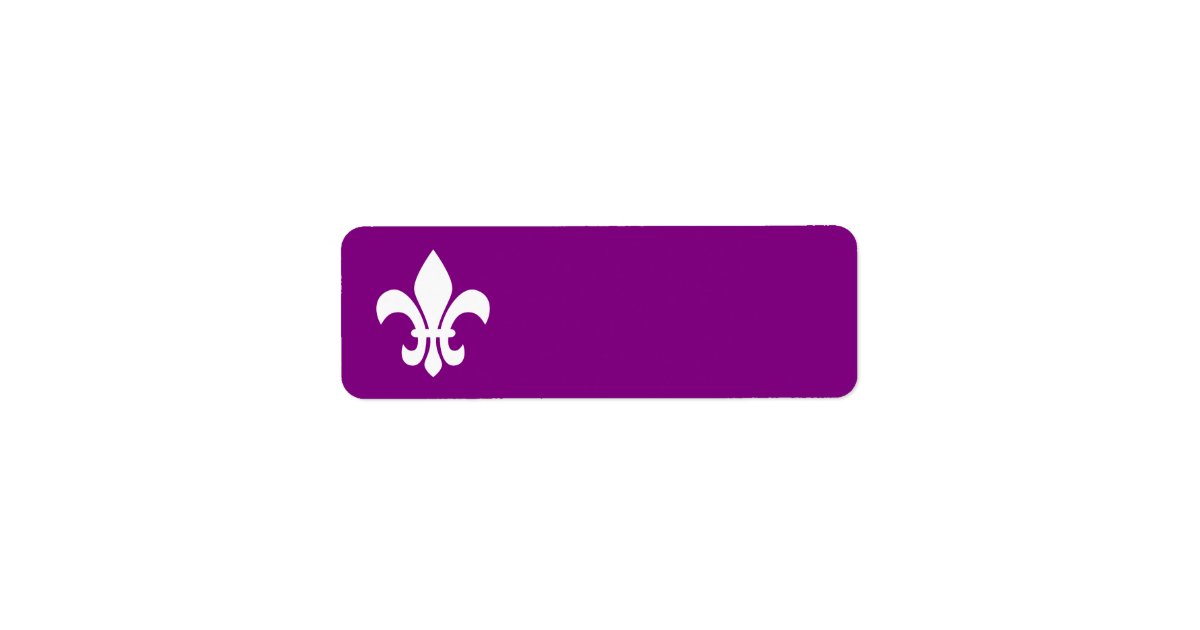 Minimalist Purple and White Fleur de Lys Label | Zazzle