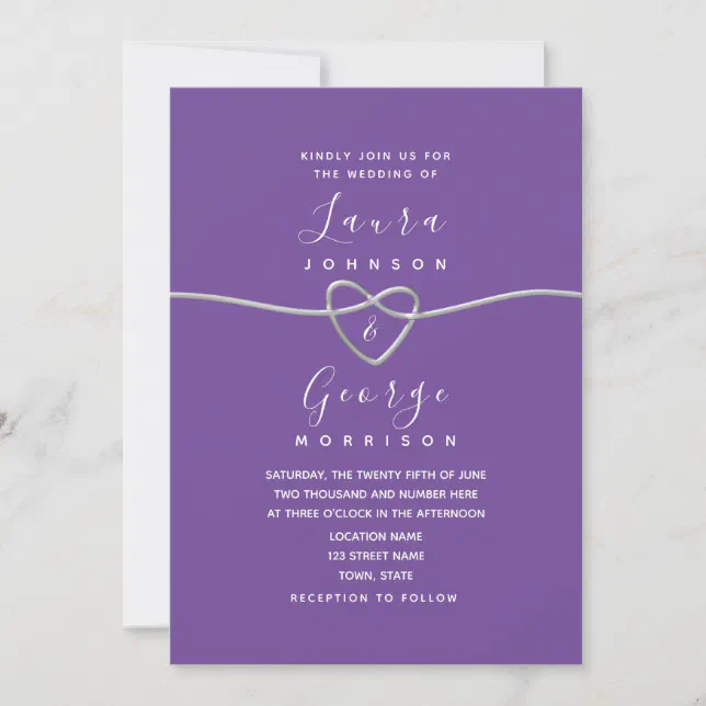 Minimalist Purple Script Wedding Invitation | Zazzle