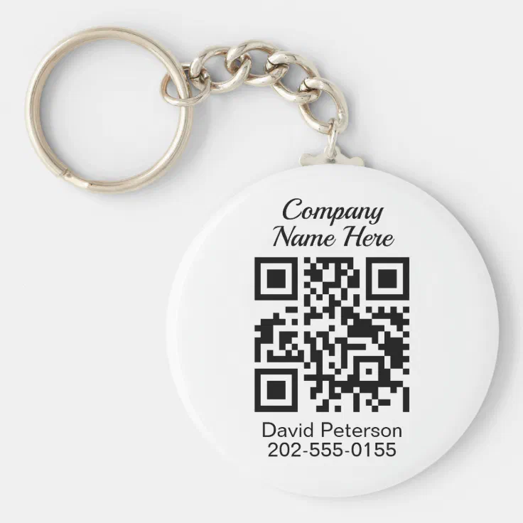 Minimalist QR Code Business Keychain | Zazzle