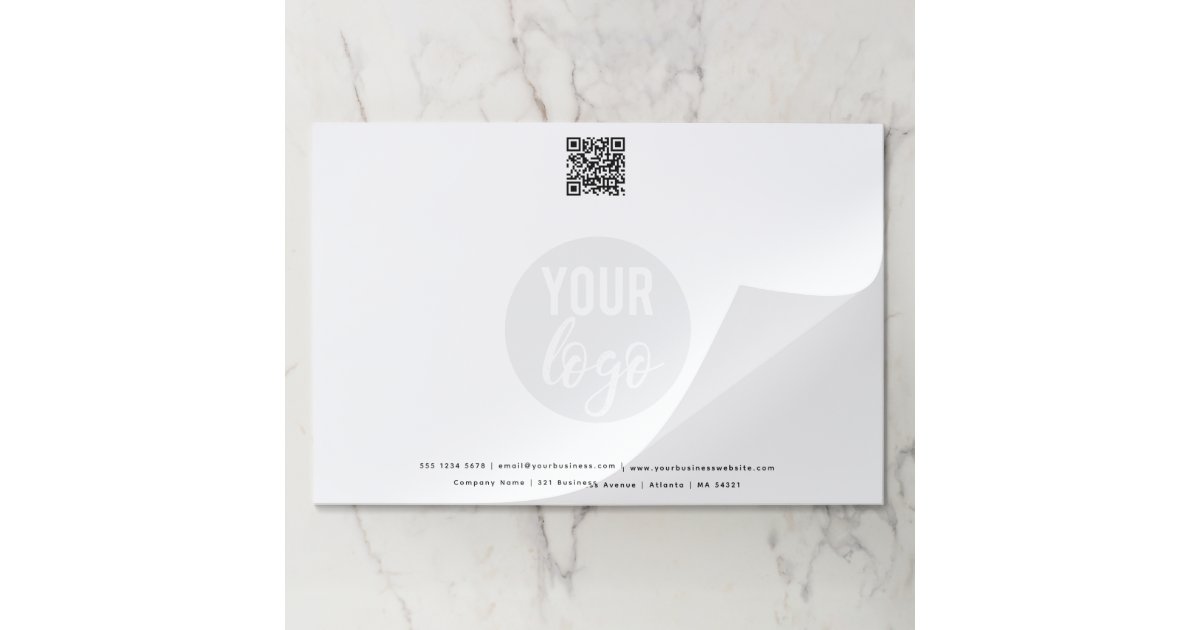 Minimalist QR Code Business Logo Contact Details Paper Pad | Zazzle