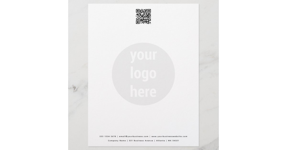 Minimalist QR Code Business Logo Letterhead | Zazzle