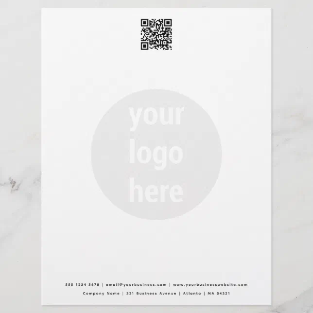 Minimalist QR Code Business Logo Letterhead | Zazzle