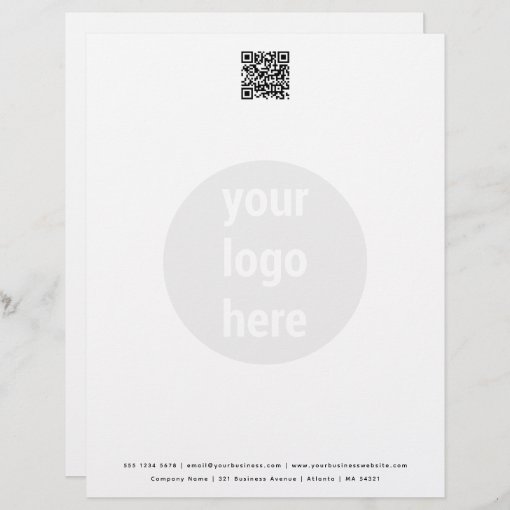 Minimalist QR Code Business Logo Letterhead | Zazzle