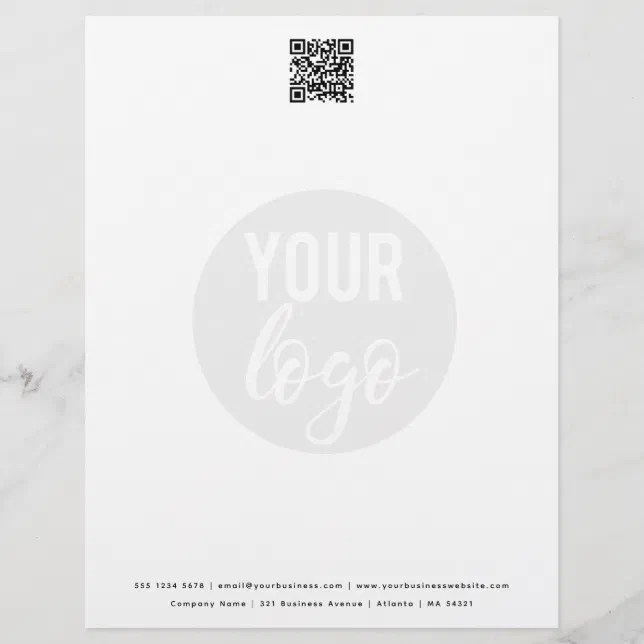 Minimalist QR Code Business Logo Letterhead | Zazzle