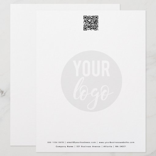 Minimalist QR Code Business Logo Letterhead | Zazzle