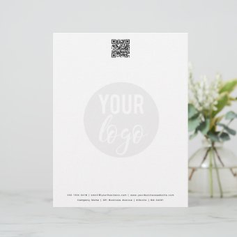 Minimalist QR Code Business Logo Letterhead | Zazzle