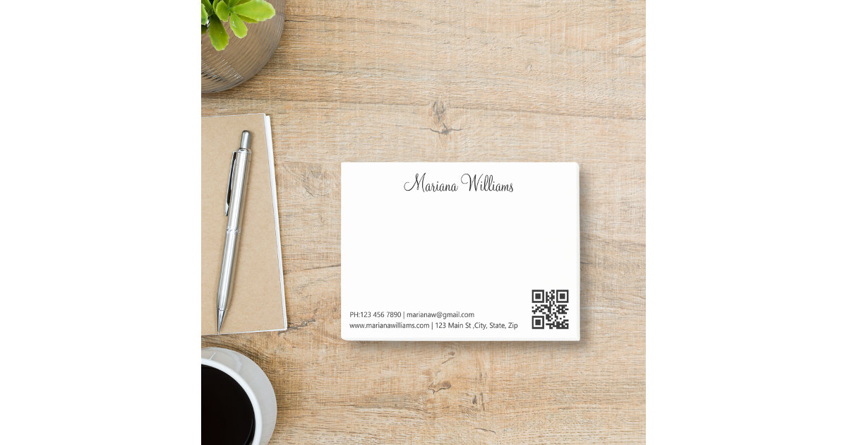 minimalist qr code business post-it notes | Zazzle