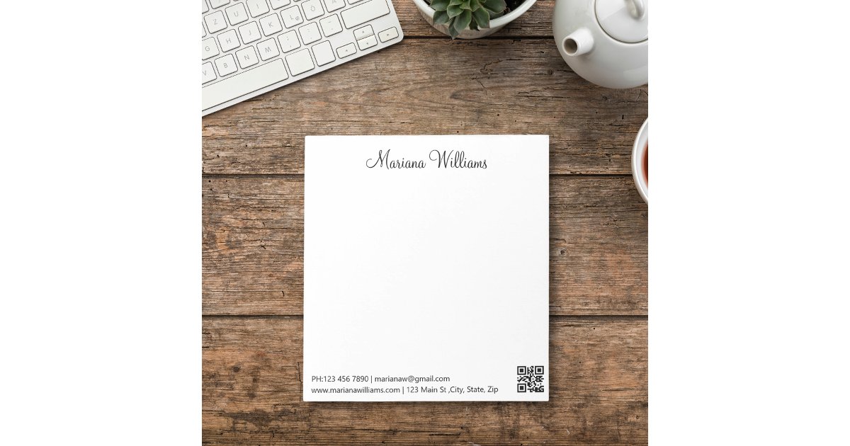minimalist qr code business trendy chic notepad | Zazzle