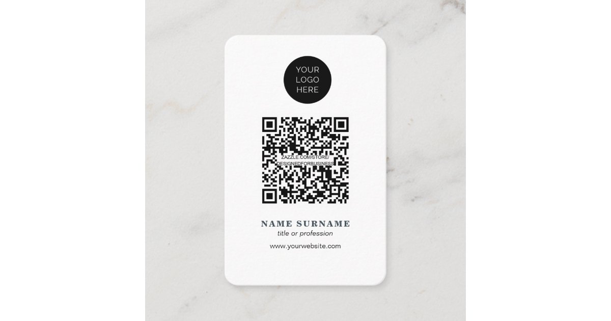 Minimalist-QR code-clean simple professional Business Card | Zazzle