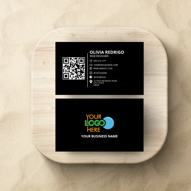 Minimalist QR Code Digital Networking Contact Info Business Card | Zazzle