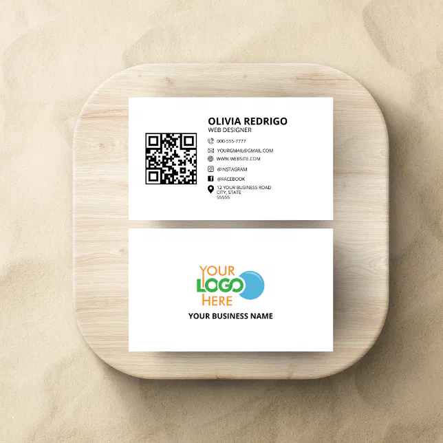 Minimalist QR Code Digital Networking Contact Info Business Card | Zazzle