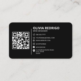 Minimalist QR Code Digital Networking Contact Info Business Card | Zazzle