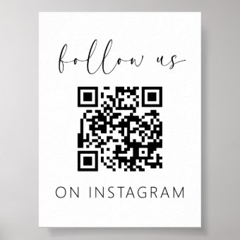 Minimalist QR Code Follow Us on Instagram Poster | Zazzle