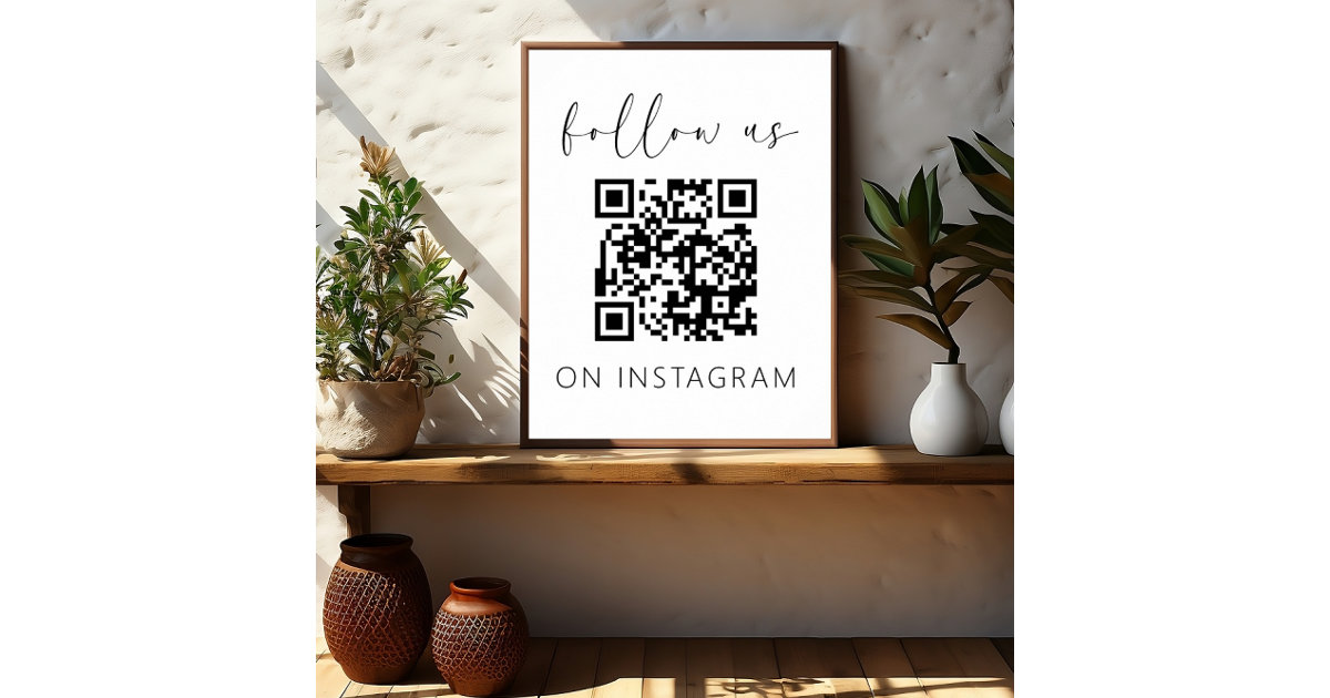 Minimalist QR Code Follow Us on Instagram Poster | Zazzle