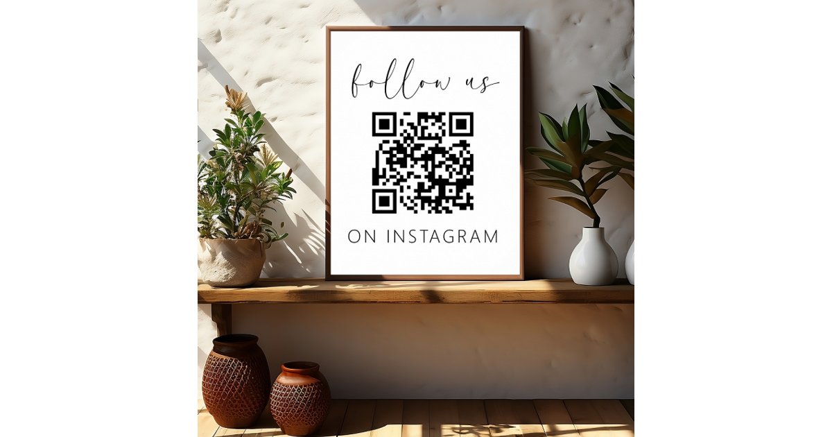 Minimalist QR Code Follow Us on Instagram Poster | Zazzle