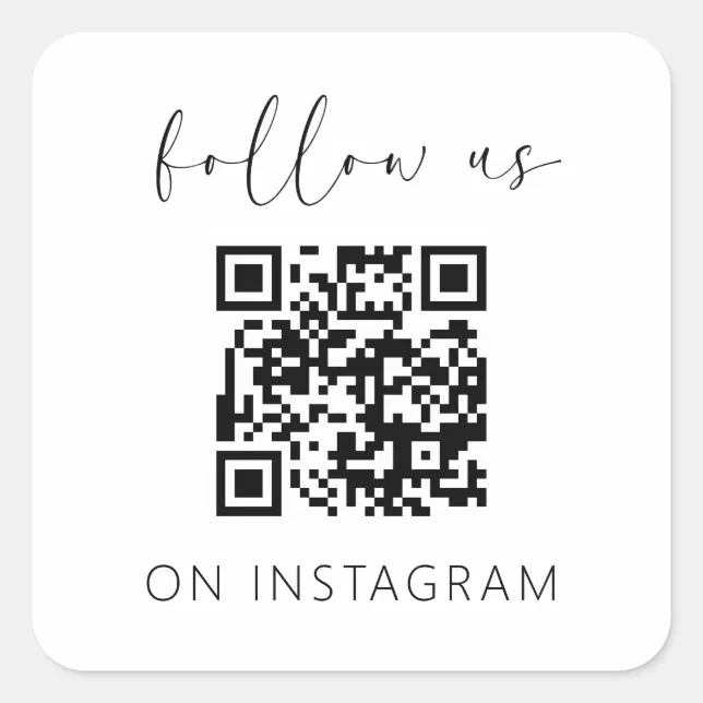 Minimalist QR Code Follow Us on Instagram Square Sticker | Zazzle