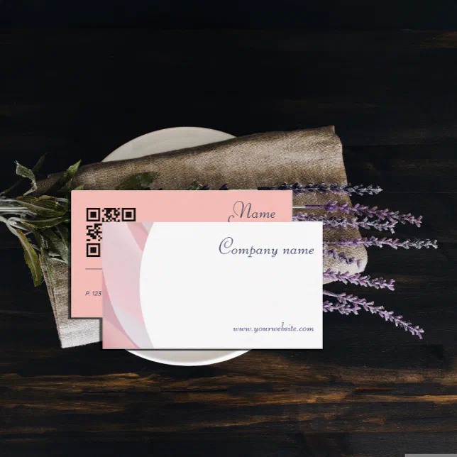 Minimalist QR code light peach Business Card | Zazzle