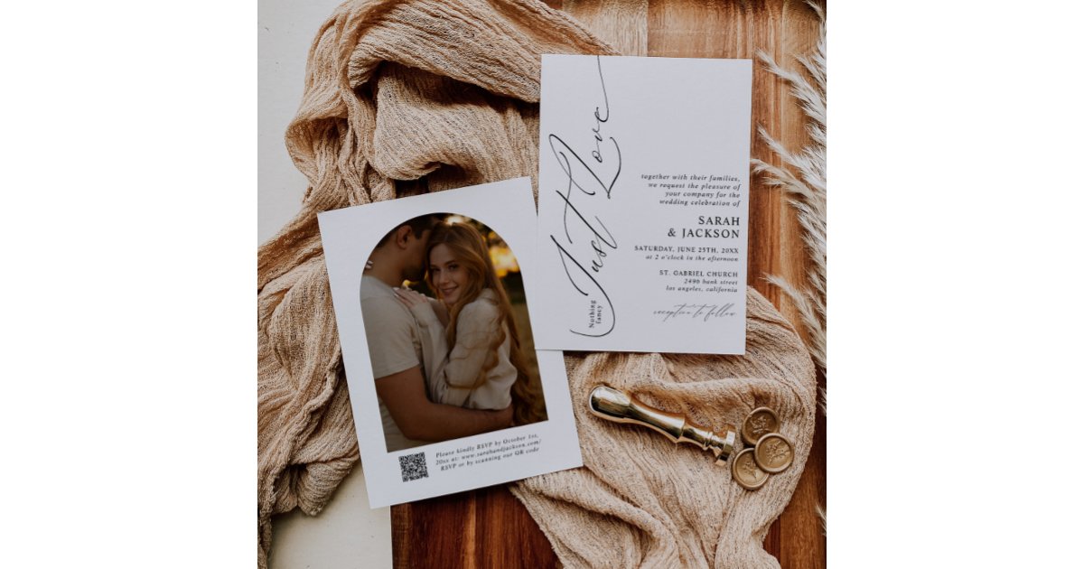 Minimalist QR Code Nothing Fancy Just Love Wedding Invitation | Zazzle