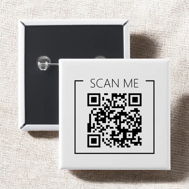 Minimalist QR Code Scan Me Business Button | Zazzle