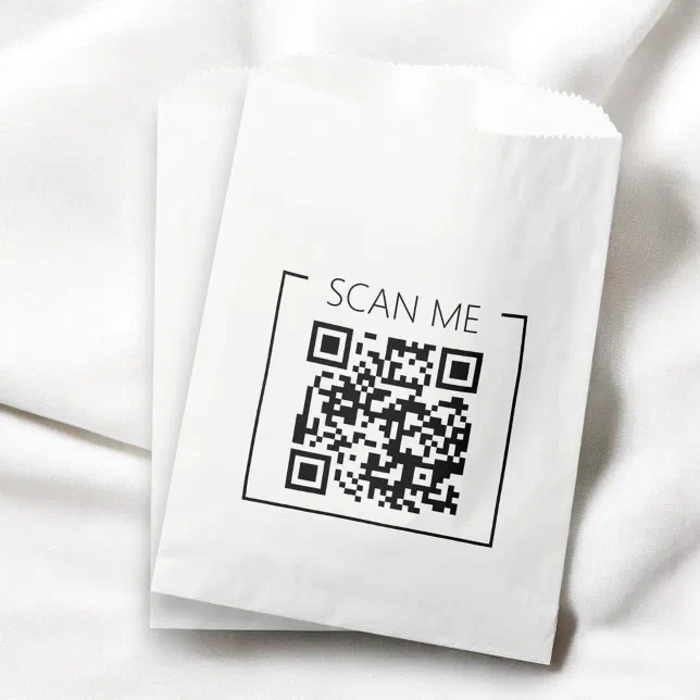 Minimalist QR Code Scan Me Business Favor Bag | Zazzle