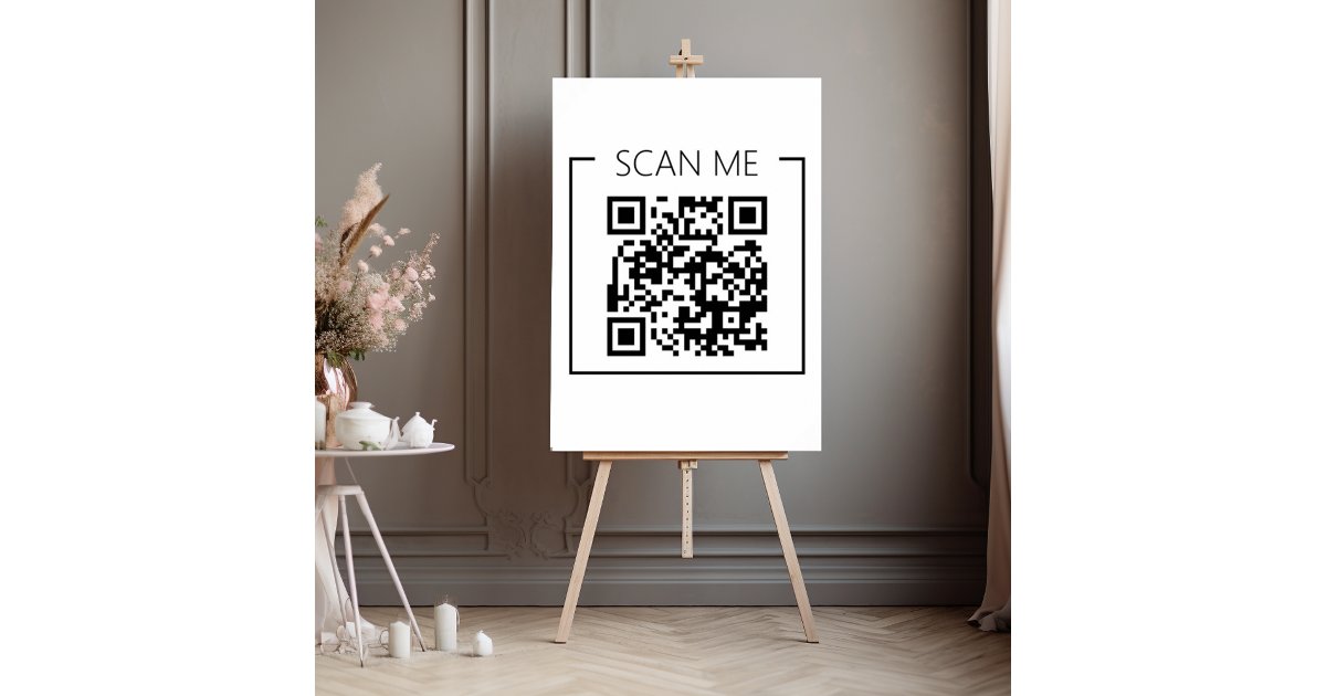 Minimalist QR Code Scan Me Business Foam Board | Zazzle