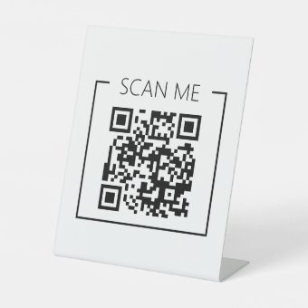 Minimalist QR Code Scan Me Business Pedestal Sign | Zazzle