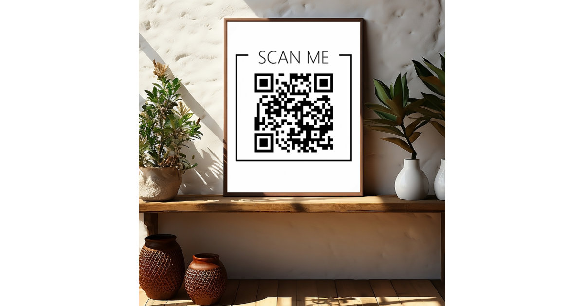 Minimalist QR Code Scan Me Business Poster | Zazzle