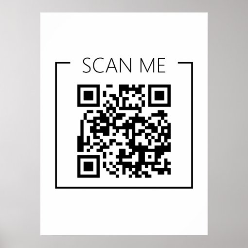 Minimalist QR Code Scan Me Business Poster | Zazzle