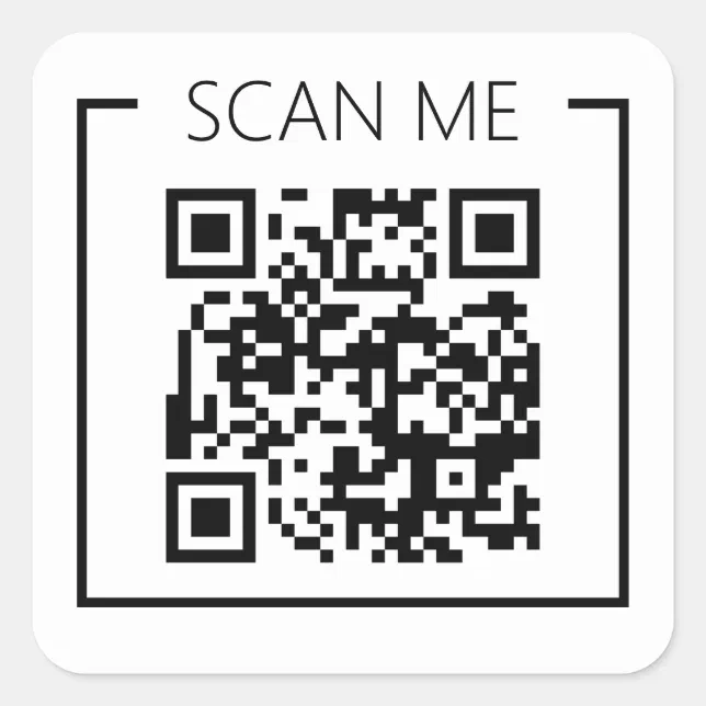 Minimalist QR Code Scan Me Business Square Sticker | Zazzle