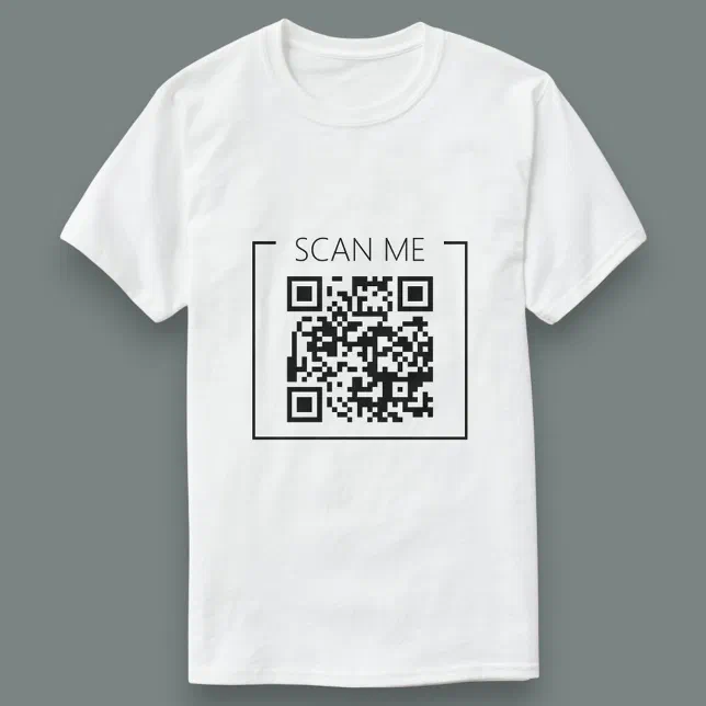 Minimalist QR Code Scan Me Business T-Shirt | Zazzle