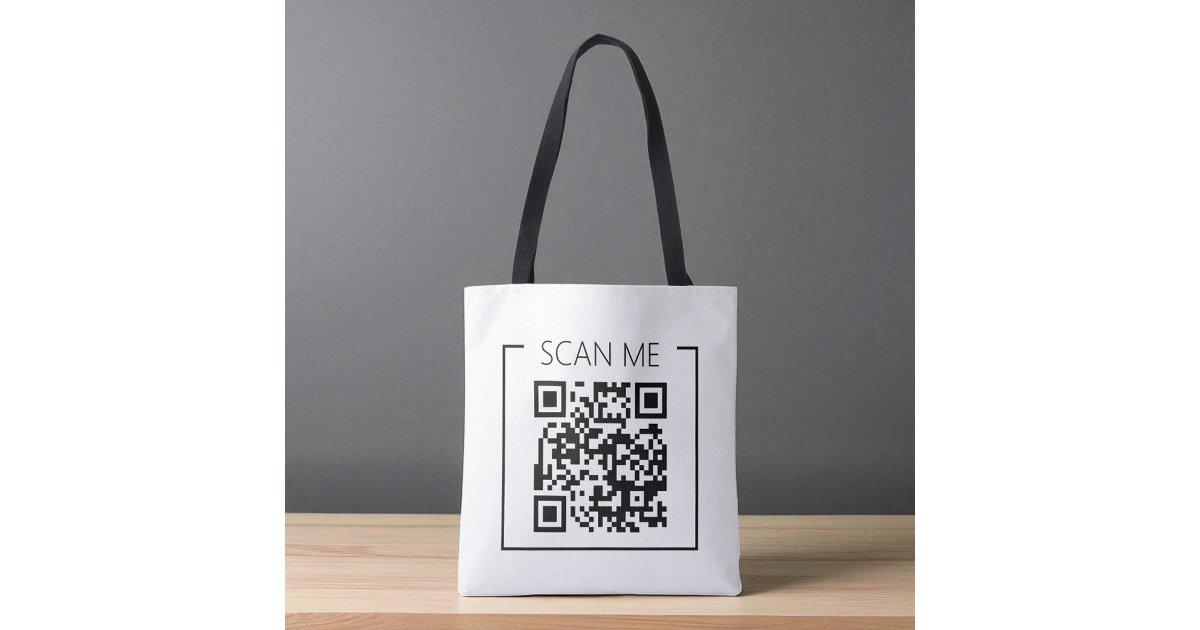 Minimalist QR Code Scan Me Business Tote Bag | Zazzle