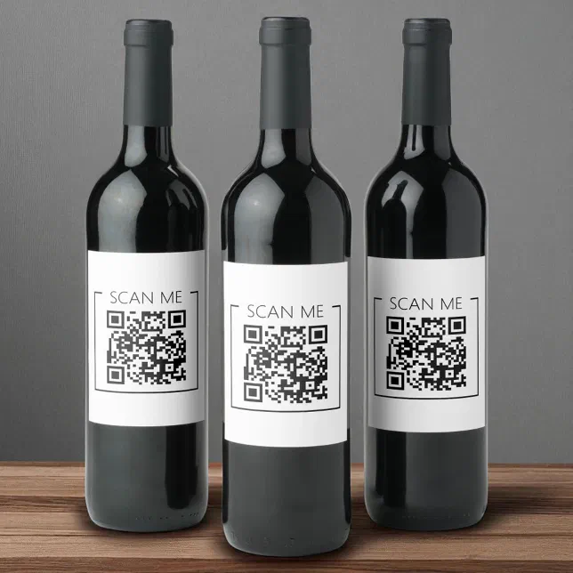 Minimalist QR Code Scan Me Business Wine Label | Zazzle