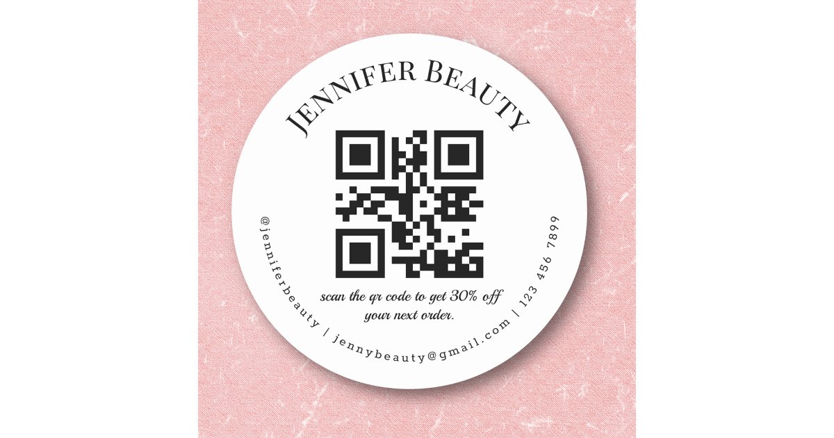 minimalist qr code small business beauty salon classic round sticker ...