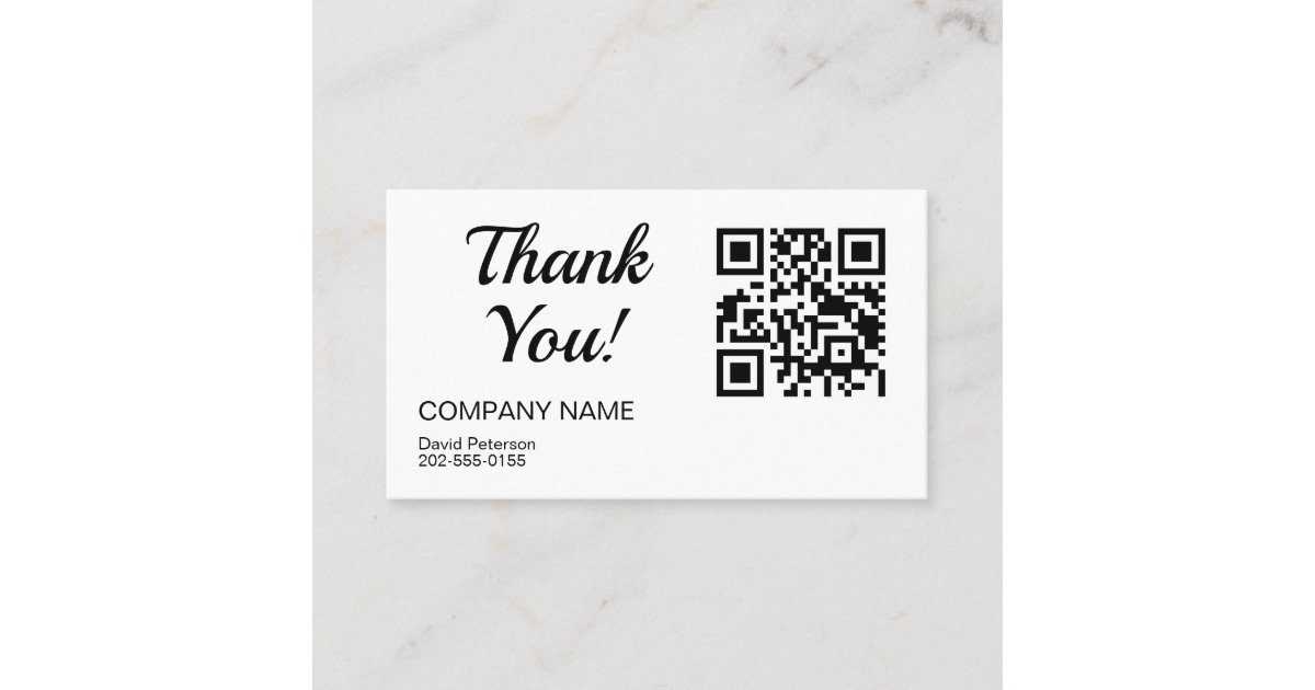 Minimalist QR Code Thank You Business Business Card | Zazzle