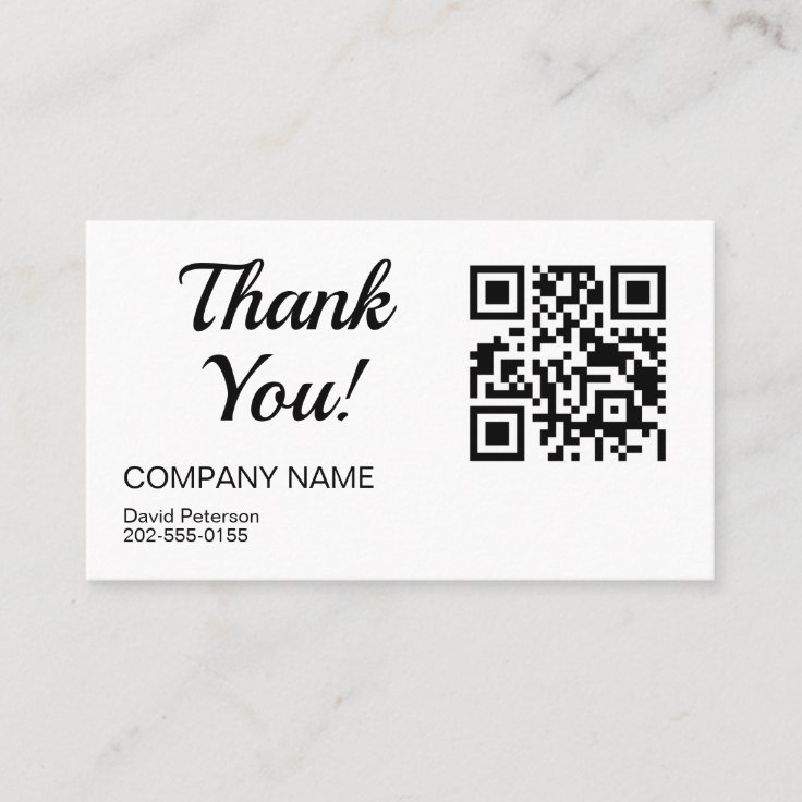 Minimalist QR Code Thank You Business Business Card | Zazzle