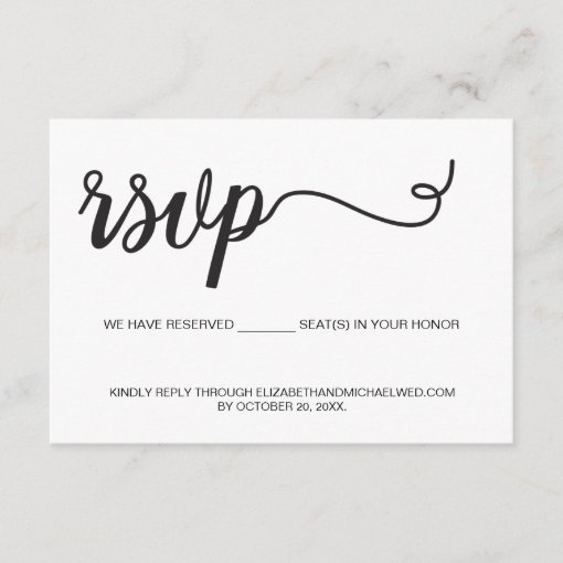 Minimalist QR code wedding website Seats reserved Enclosure Card | Zazzle