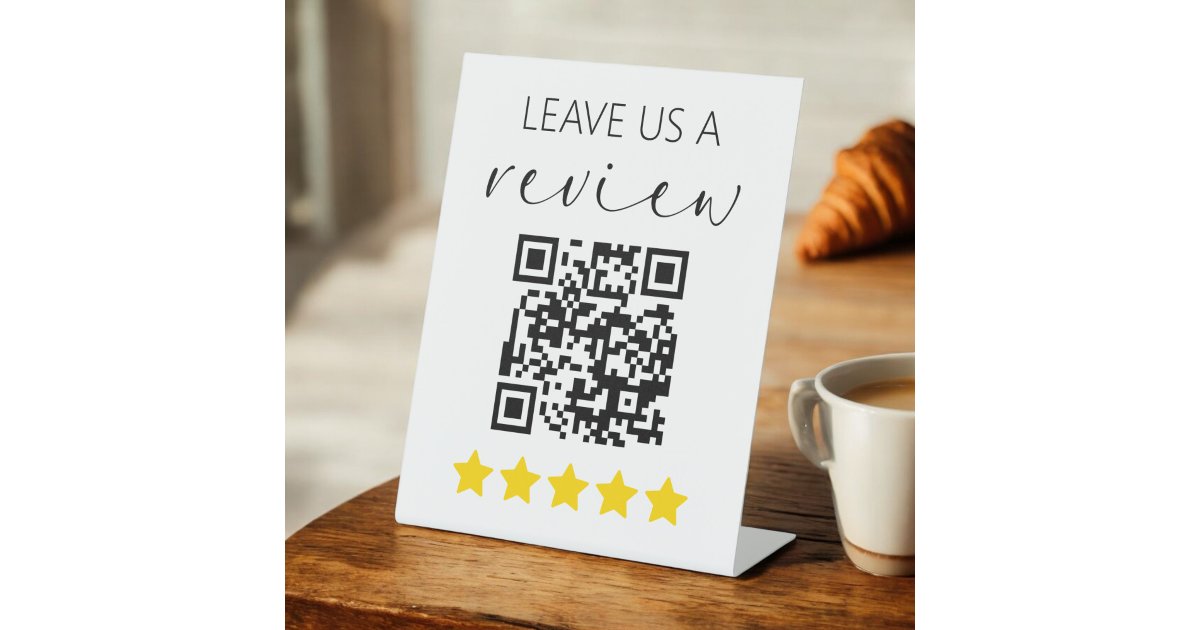 Minimalist QR Leave Us a Review Business Pedestal Sign | Zazzle