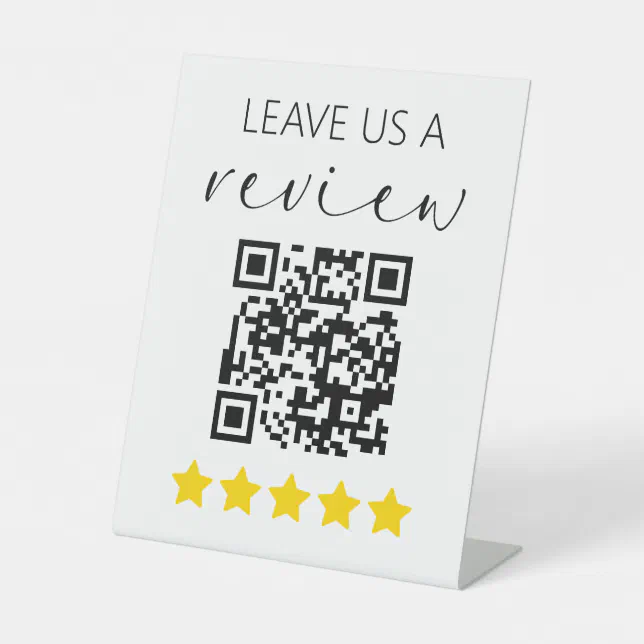 Minimalist QR Leave Us a Review Business Pedestal Sign | Zazzle